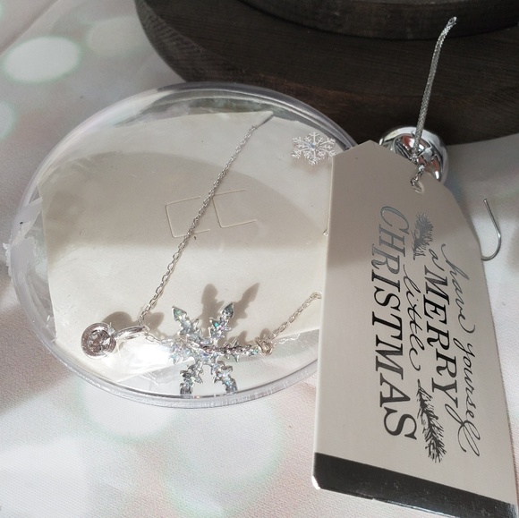 Jewelry | Nwt Snowflake Necklace Set In Gift Ornament | Poshmark